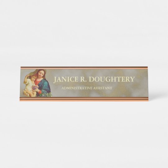 Religious Catholic Virgin Mother Mary Jesus Desk Name Plate | Zazzle.com