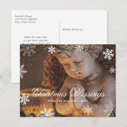Religious Christian Angel Snowflake Christmas Holiday Postcard | Zazzle