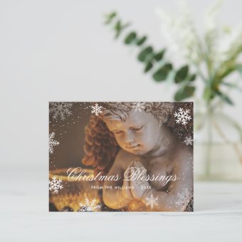 Religious Christian Angel Snowflake Christmas Holiday Postcard | Zazzle
