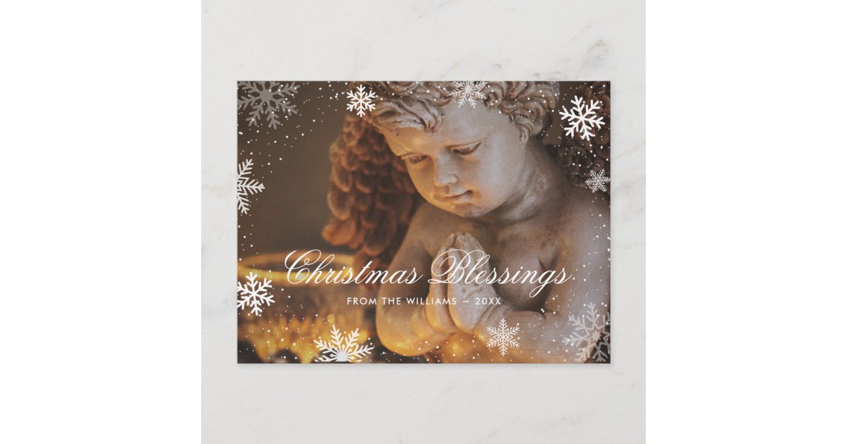 Religious Christian Angel Snowflake Christmas Holiday Postcard | Zazzle
