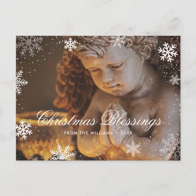 Religious Christian Angel Snowflake Christmas Holiday Postcard | Zazzle