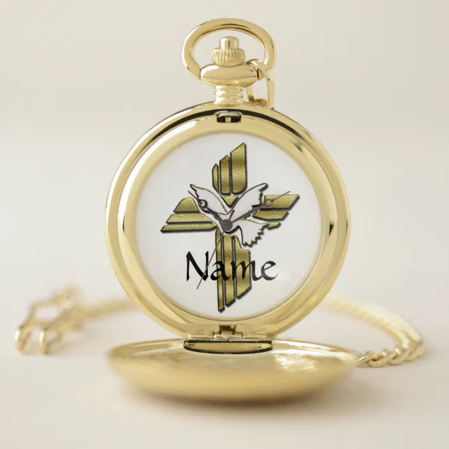 Religious, Christian, Gold Cross Pocket Watch Gift | Zazzle