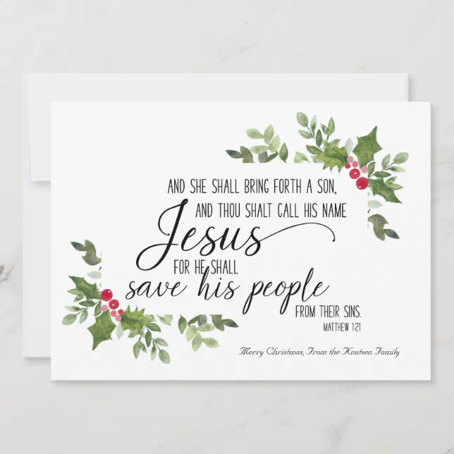 Religious Christmas Card with KJV Bible Verse | Zazzle