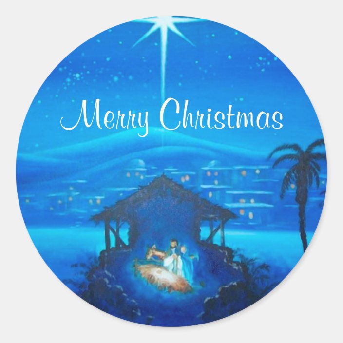 Religious Christmas customized gift Sticker | Zazzle.com