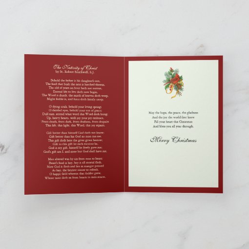 Religious Christmas Jesus Virgin Mary Joseph Poem Holiday Card | Zazzle