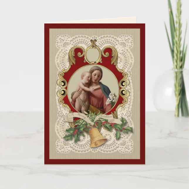 Religious Christmas Jesus Virgin Mary Vintage Holiday Card | Zazzle
