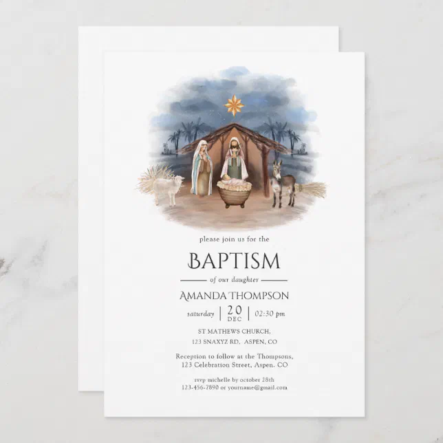 Religious Christmas Nativity Birth Jesus Christ Invitation | Zazzle