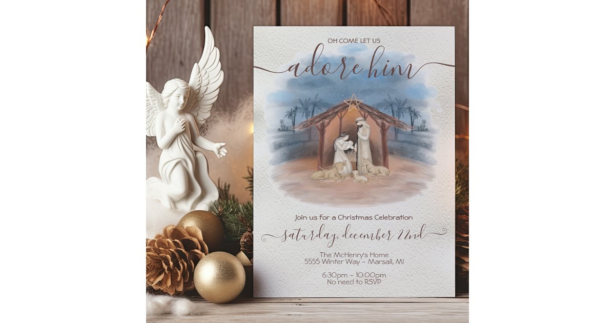 Religious Christmas Nativity Jesus, Mary & Joseph Invitation | Zazzle