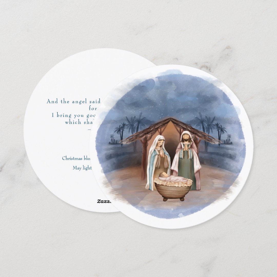 Religious Christmas Nativity Scene and Scripture Holiday Card | Zazzle