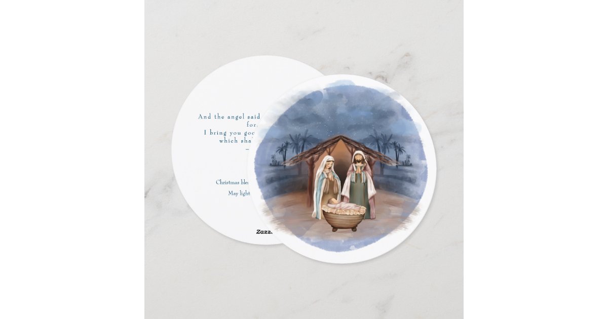 Religious Christmas Nativity Scene and Scripture Holiday Card | Zazzle