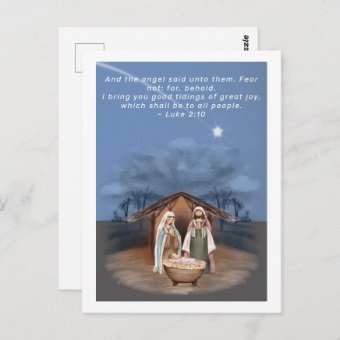 Religious Christmas Nativity Scene and Scripture Postcard | Zazzle