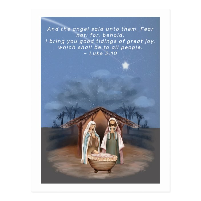 Religious Christmas Nativity Scene and Scripture Postcard | Zazzle.com