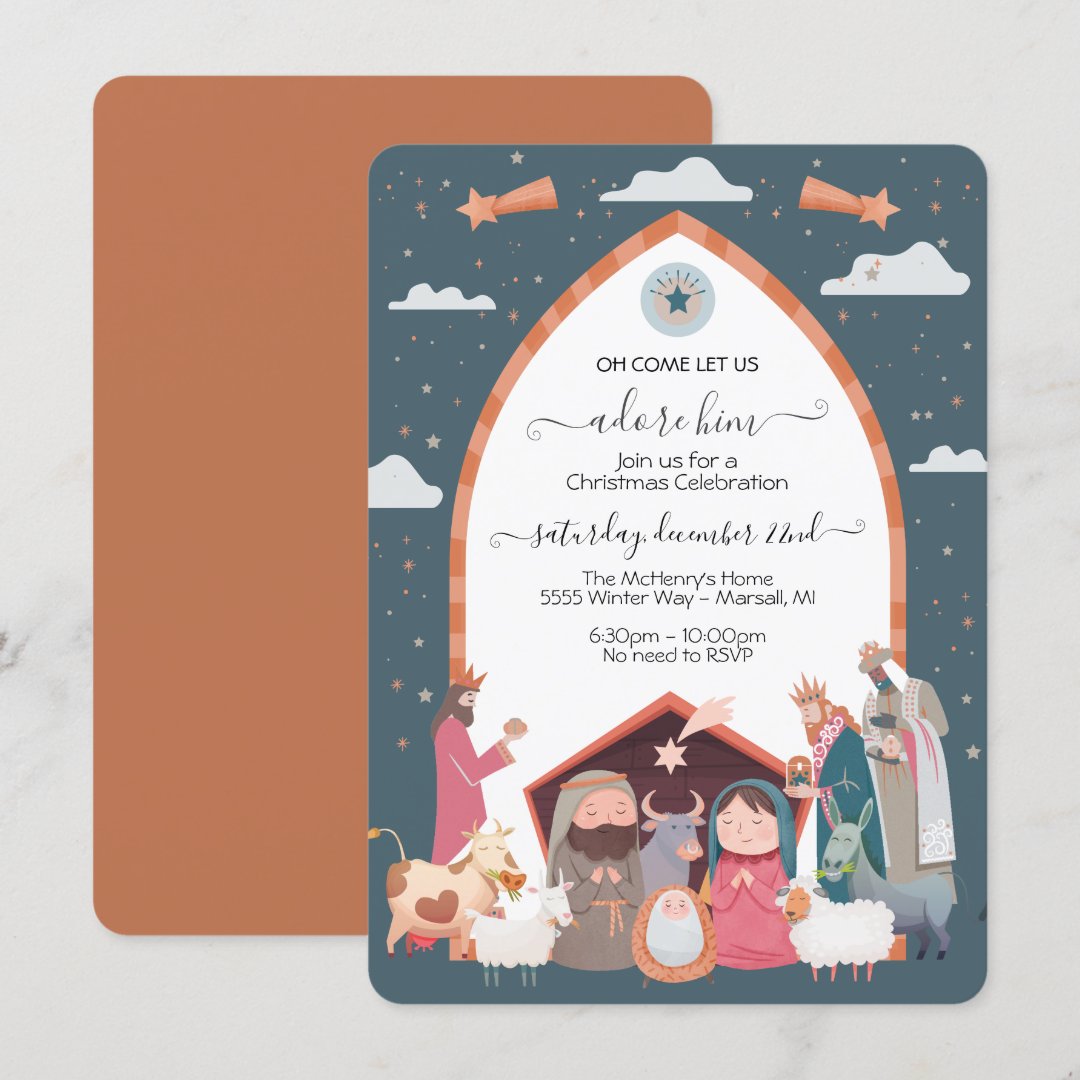 Religious Christmas Nativity Scene Party Invitation | Zazzle
