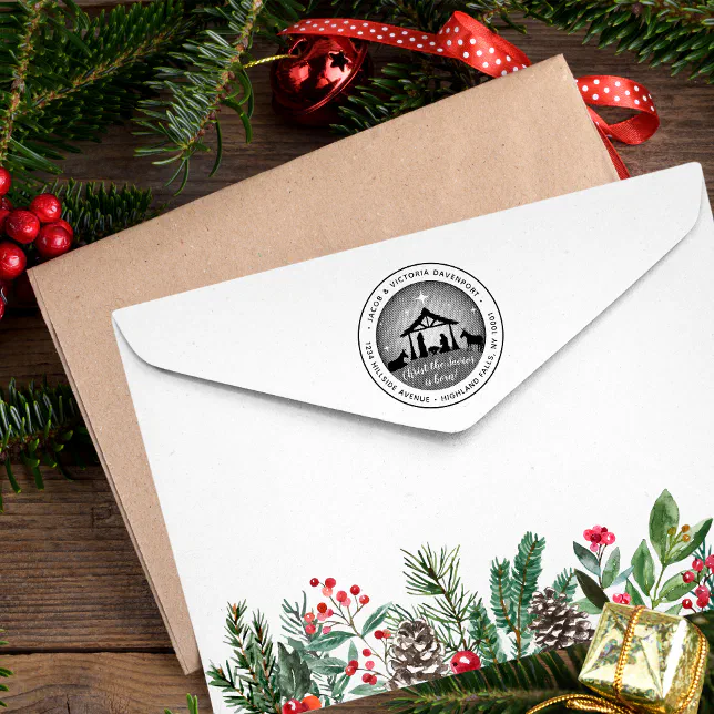 Religious Christmas Nativity Scene Return Address Self-inking Stamp ...