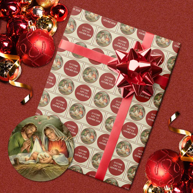 Religious Christmas Nativity Vintage Wrapping Paper | Zazzle