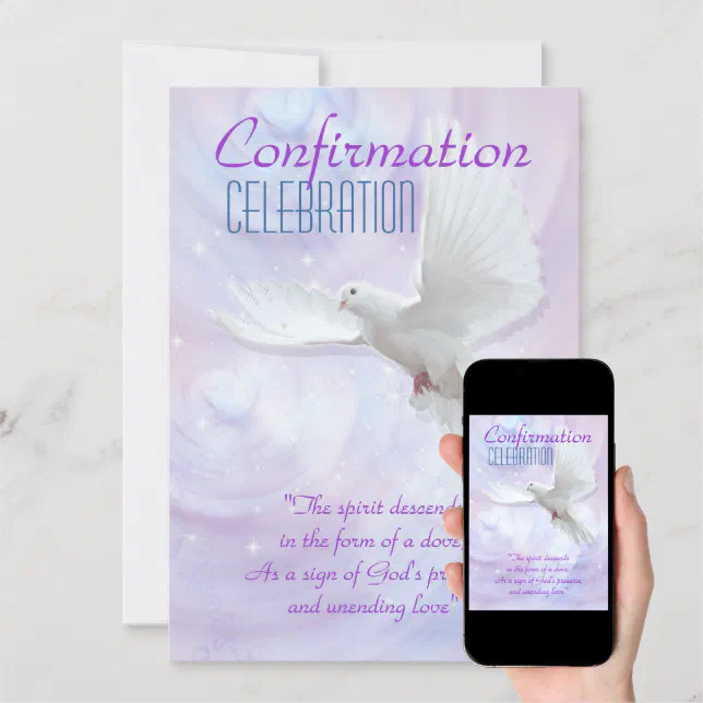 Religious confirmation dove invitation | Zazzle