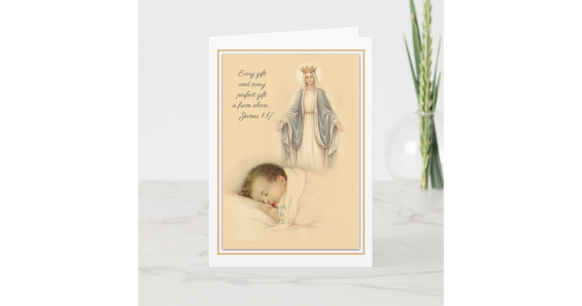 Religious Congratulations New Baby Virgin Mary Card | Zazzle