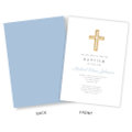 Religious Cross Baby Blue Script Boy Baptism Invitation | Zazzle