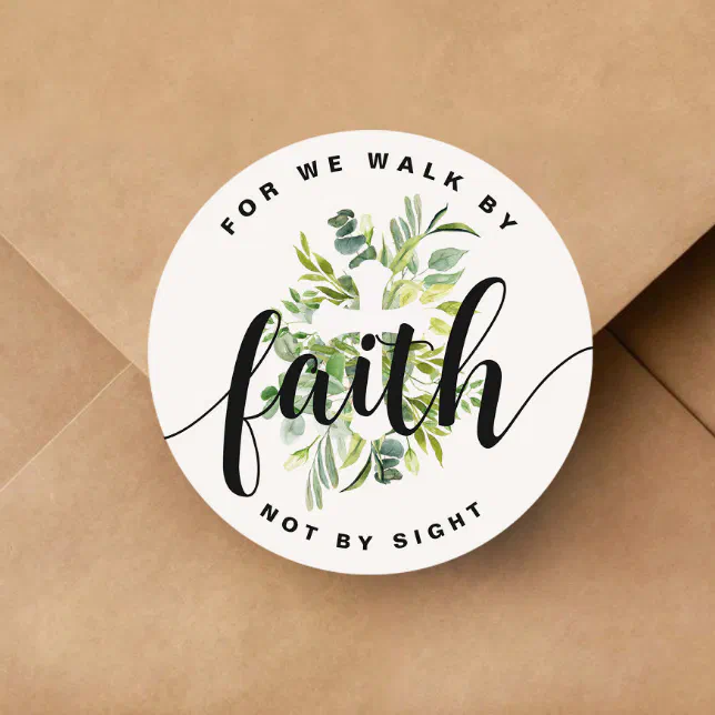 Religious Cross Faith Bible Verse Classic Round Sticker | Zazzle