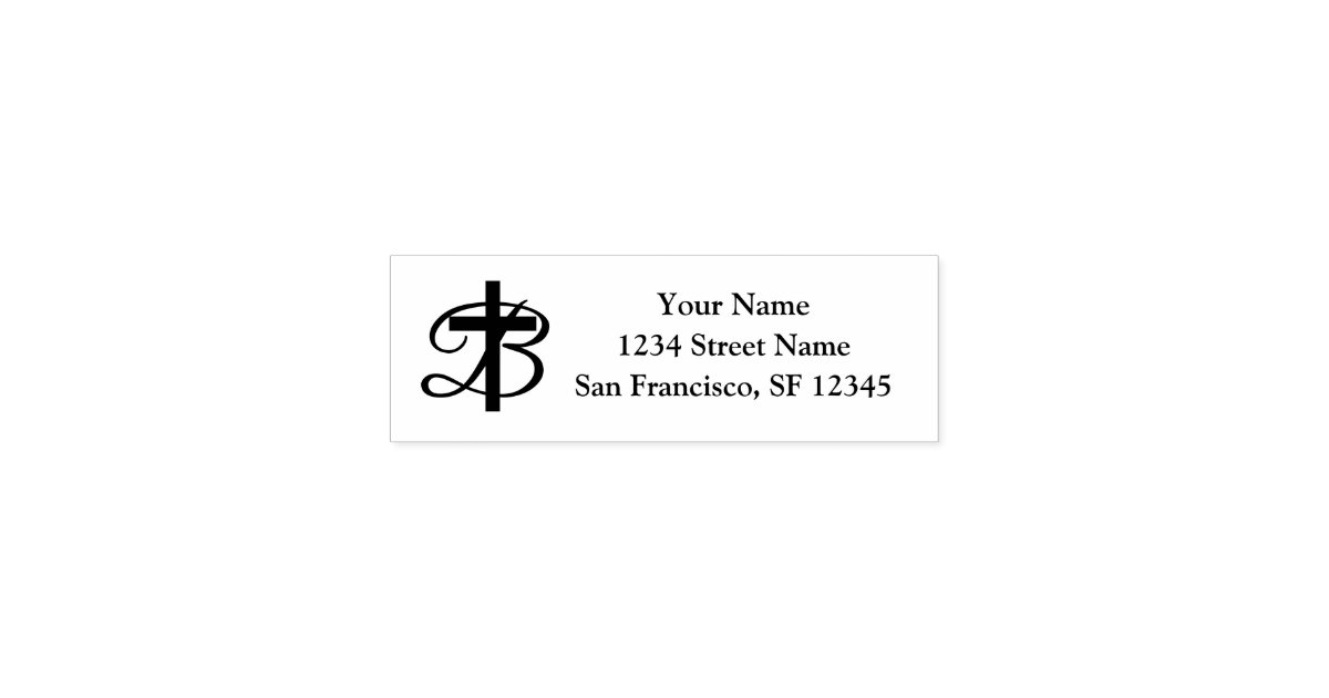 Religious cross self inking return address stamps | Zazzle