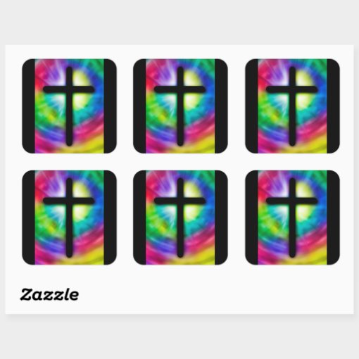 Religious Cross Tie Dye Background Stickers | Zazzle