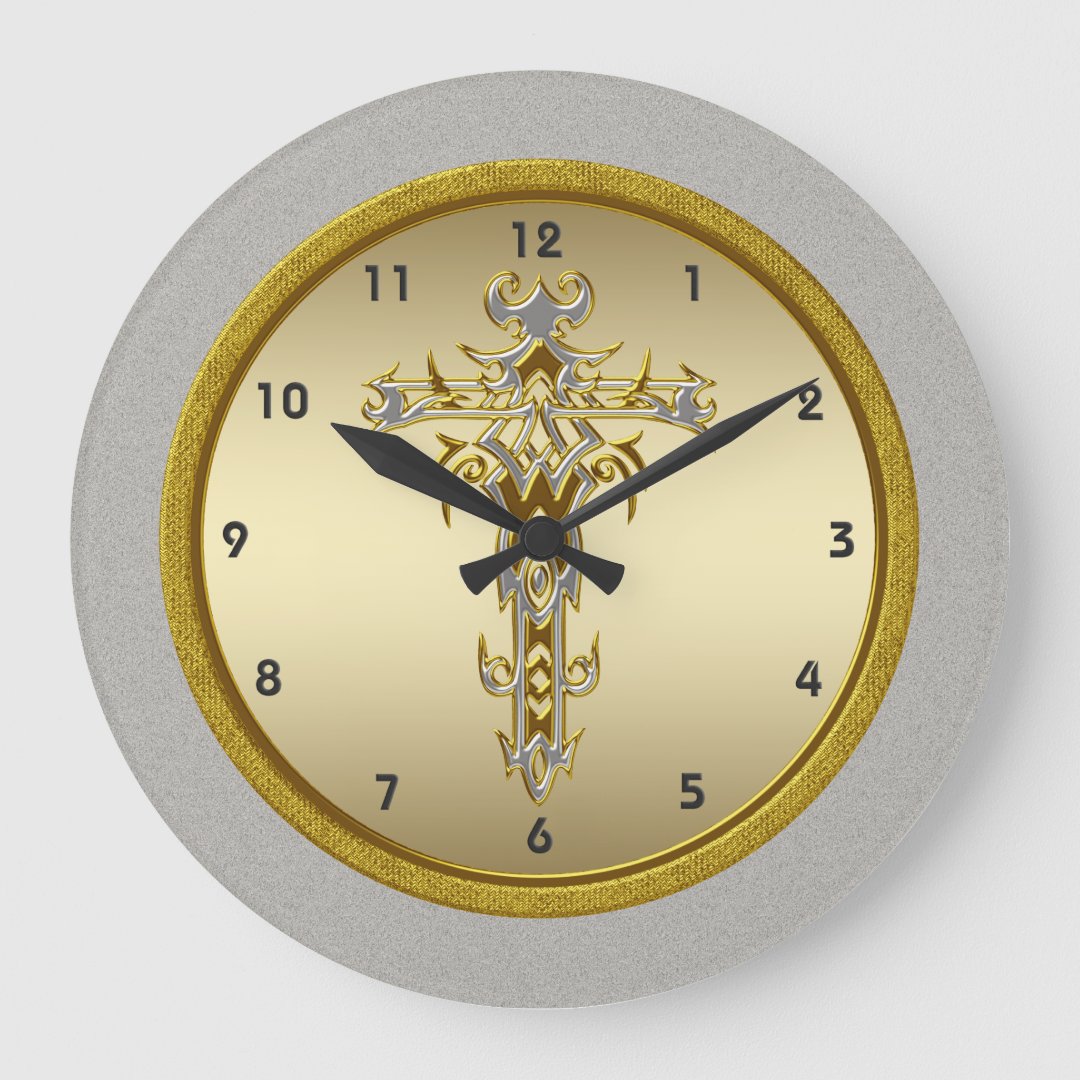 Religious Cross Wall Clock | Zazzle