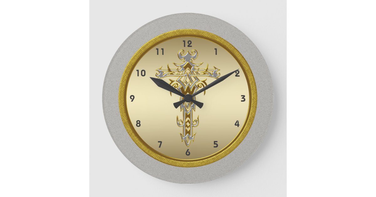 Religious Cross Wall Clock | Zazzle