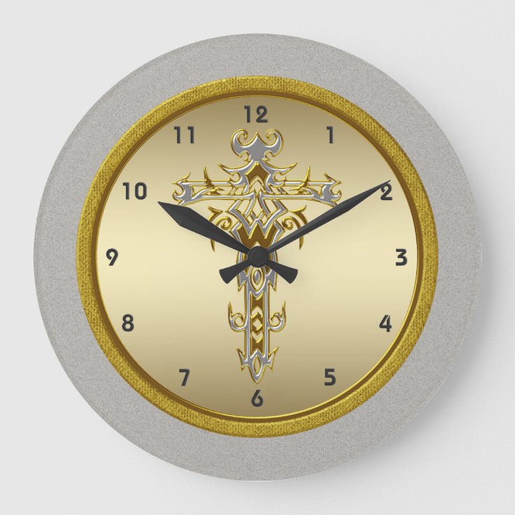 Religious Cross Wall Clock | Zazzle