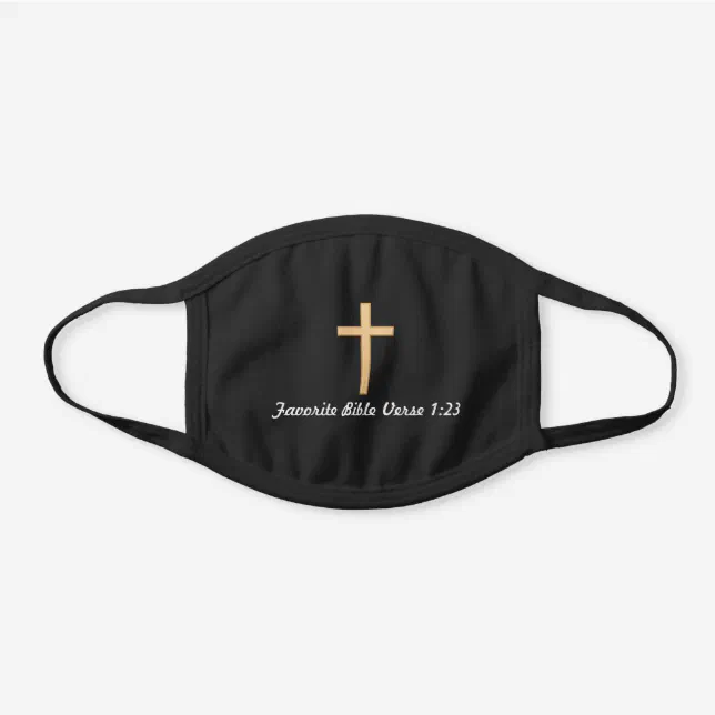 Religious Cross with Bible Verse Black Cotton Face Mask | Zazzle