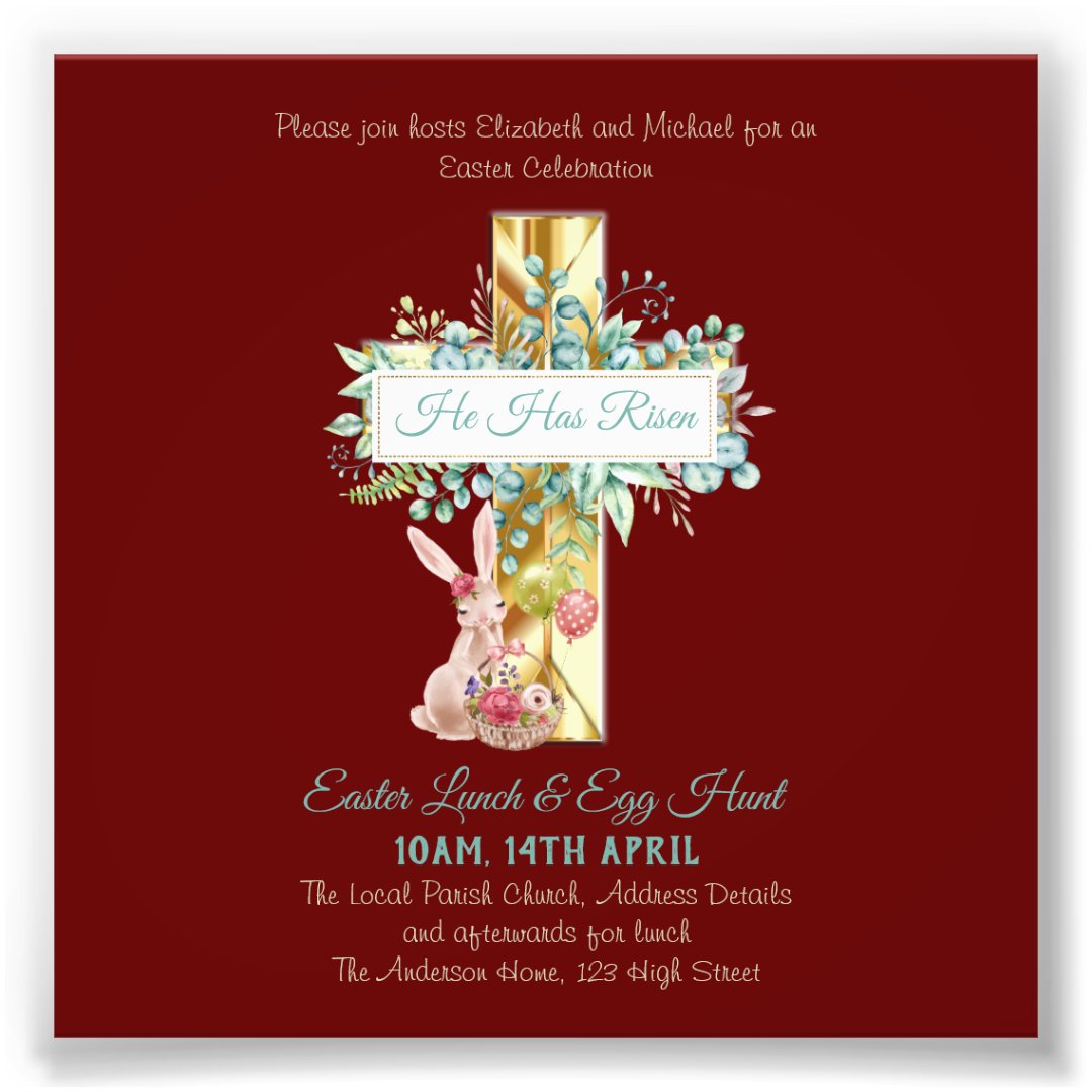 Religious Easter Invitation Budget Photo Print | Zazzle