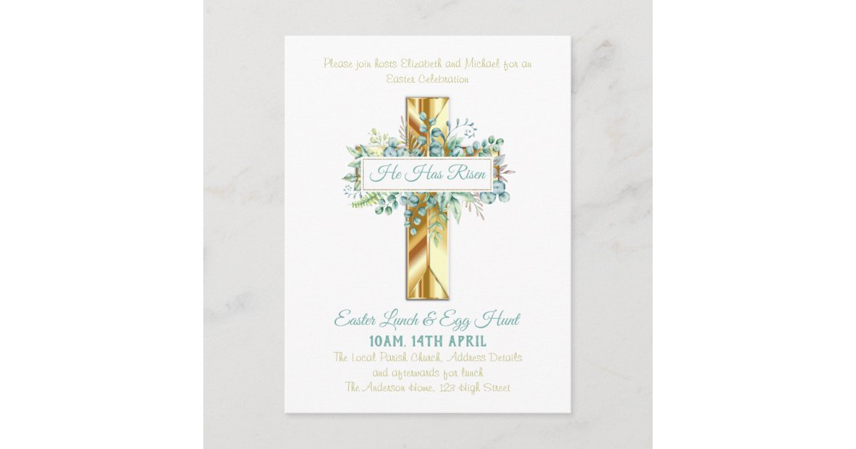 Religious Easter Invitation Budget Postcard | Zazzle