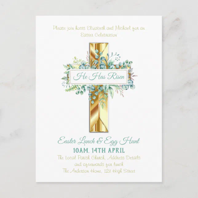 Religious Easter Invitation Budget Postcard | Zazzle