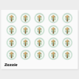 Religious Event Greenery Cross Envelope Seal/Favor Classic Round ...