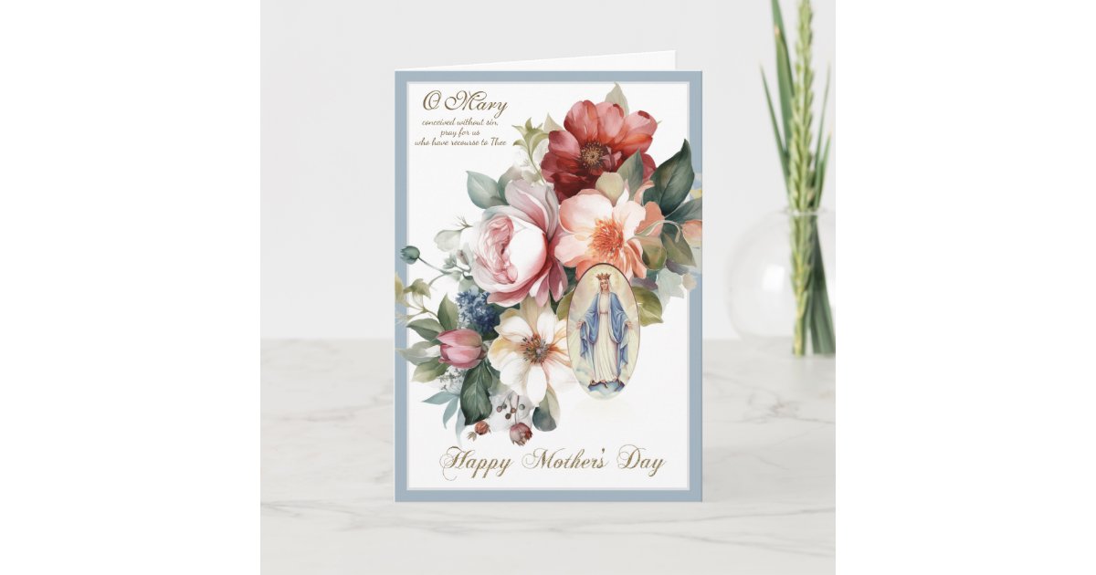 Religious Floral Mothers Day Prayer Card | Zazzle