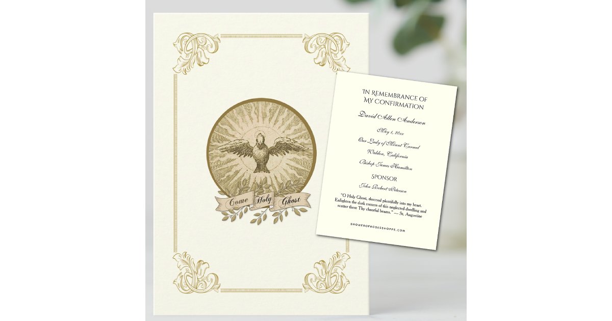 Religious Gold Sacrament Confirmation Holy Card -- | Zazzle