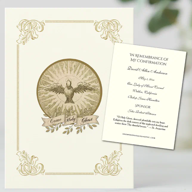 Religious Gold Sacrament Confirmation Holy Card -- | Zazzle