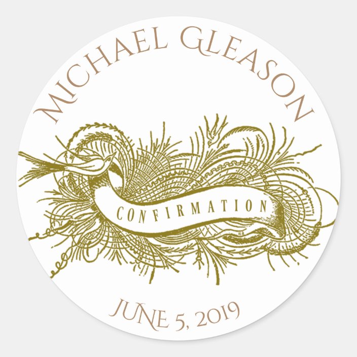 Religious Gold Sacrament of Confirmation Classic Round Sticker | Zazzle.com
