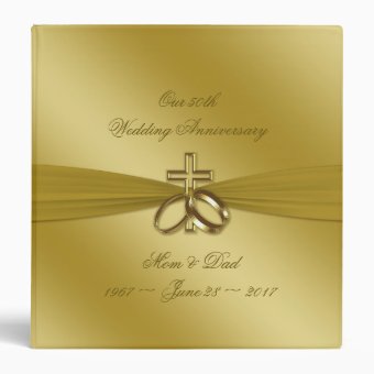 Religious Golden 50th Anniversary 1.5" Binder | Zazzle