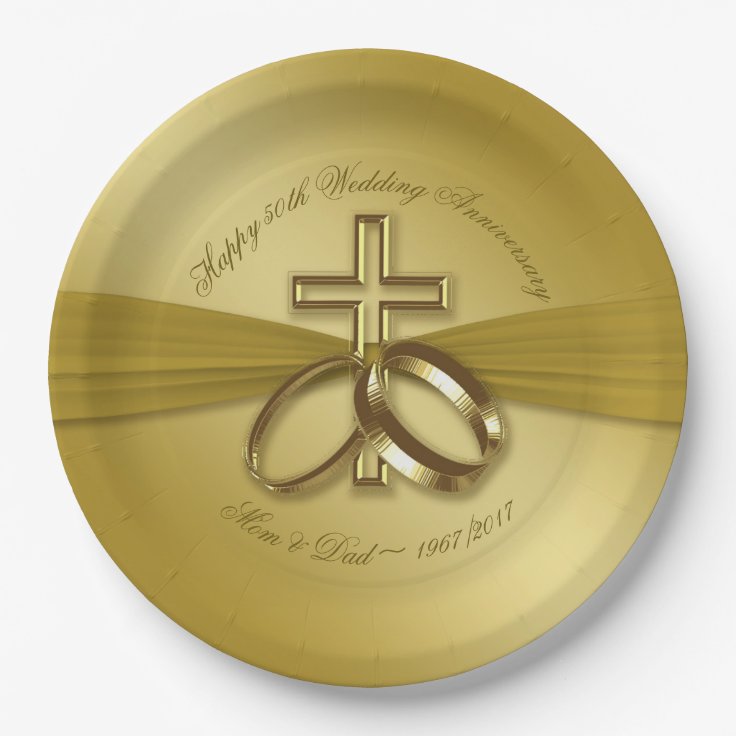 Religious Golden 50th Anniversary Paper Plate | Zazzle