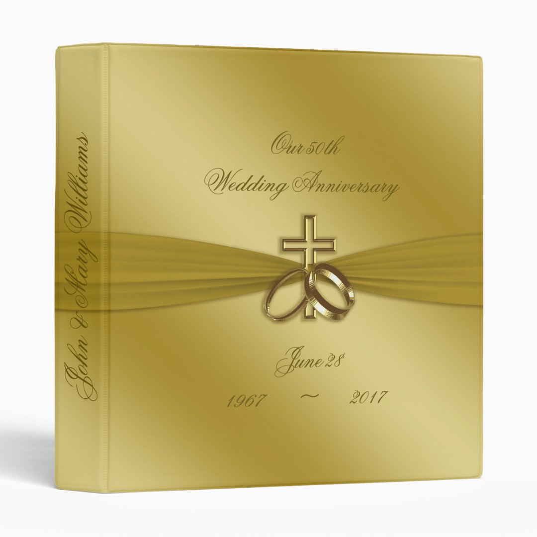 Religious Golden 50th Wedding Anniversary 1"Binder Binder | Zazzle