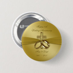 Religious Golden 50th Wedding Anniversary Button | Zazzle