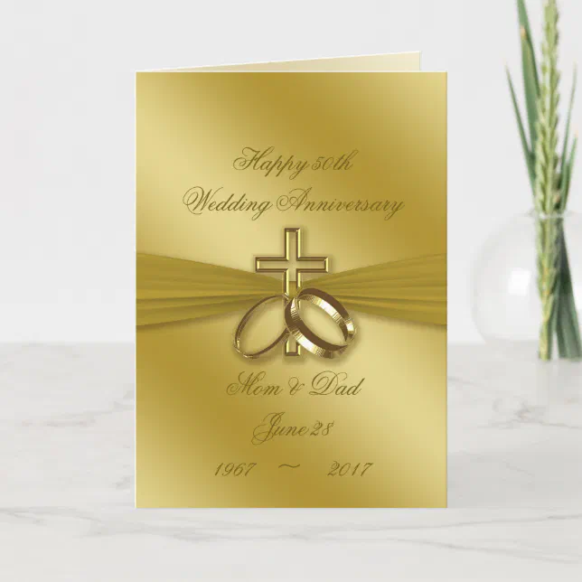 Religious Golden 50th Wedding Anniversary Card | Zazzle