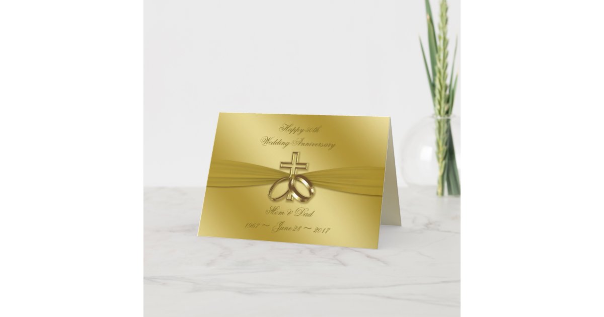 Religious Golden 50th Wedding Anniversary Card | Zazzle