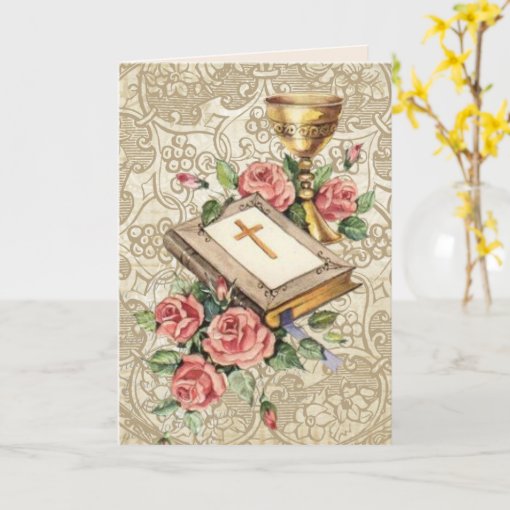 Religious Happy Birthday Chalice Bible Vintage Card | Zazzle