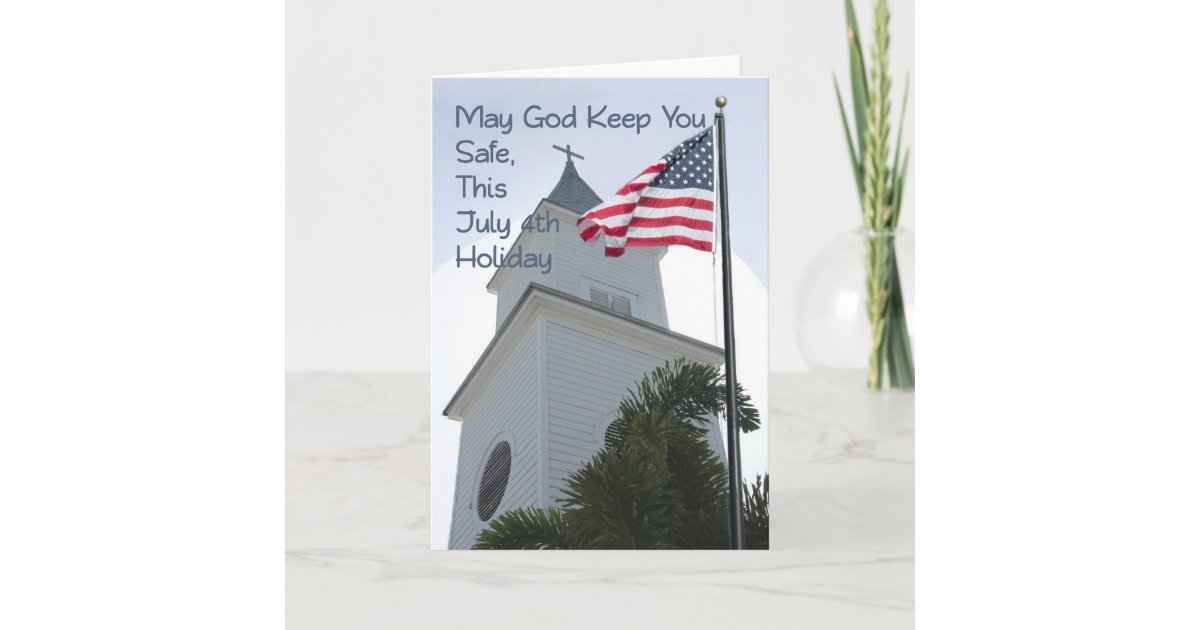 Religious Independence Day Card with Church | Zazzle