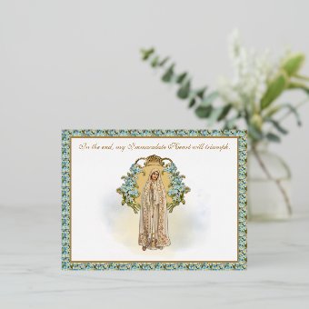 Religious Lady of Fatima Catholic Immaculate Heart Foil Invitation ...