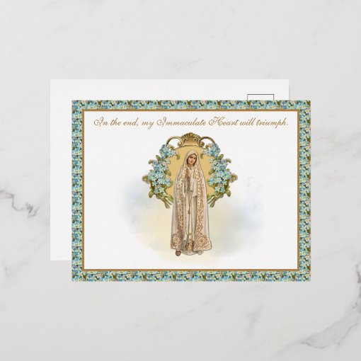 Religious Lady of Fatima Catholic Immaculate Heart Foil Invitation ...