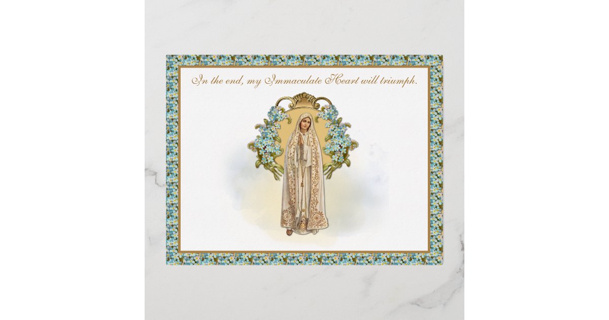 Religious Lady of Fatima Catholic Immaculate Heart Foil Invitation ...