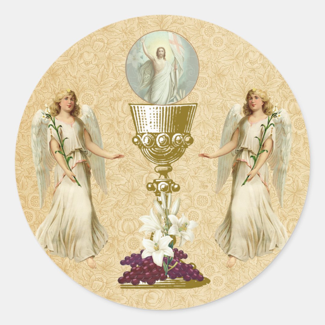 Religious Lent Crucifixion Jesus Angels Classic Round Sticker | Zazzle
