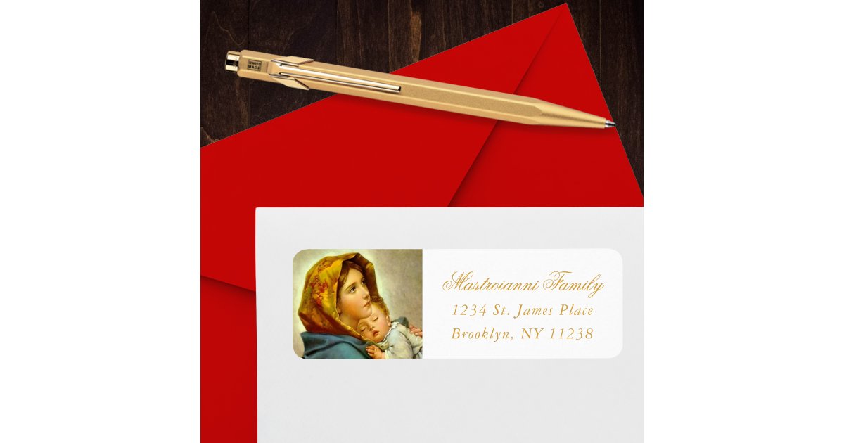 Religious Madonna & Child Christmas Address Label | Zazzle
